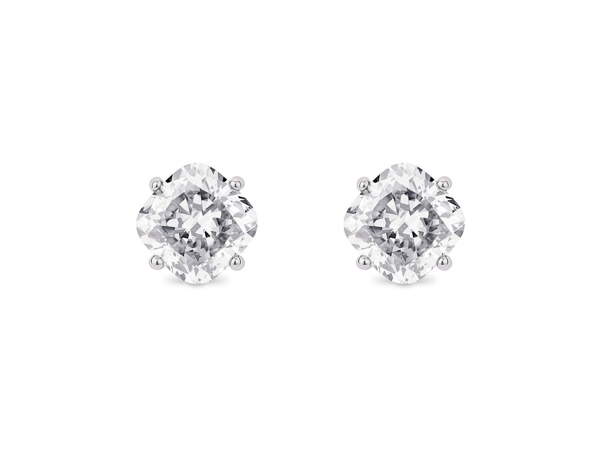LIGHTBOX Lab-Grown Diamond 1.5ct twt Cushion Solitaire Studs, 14k gold ...