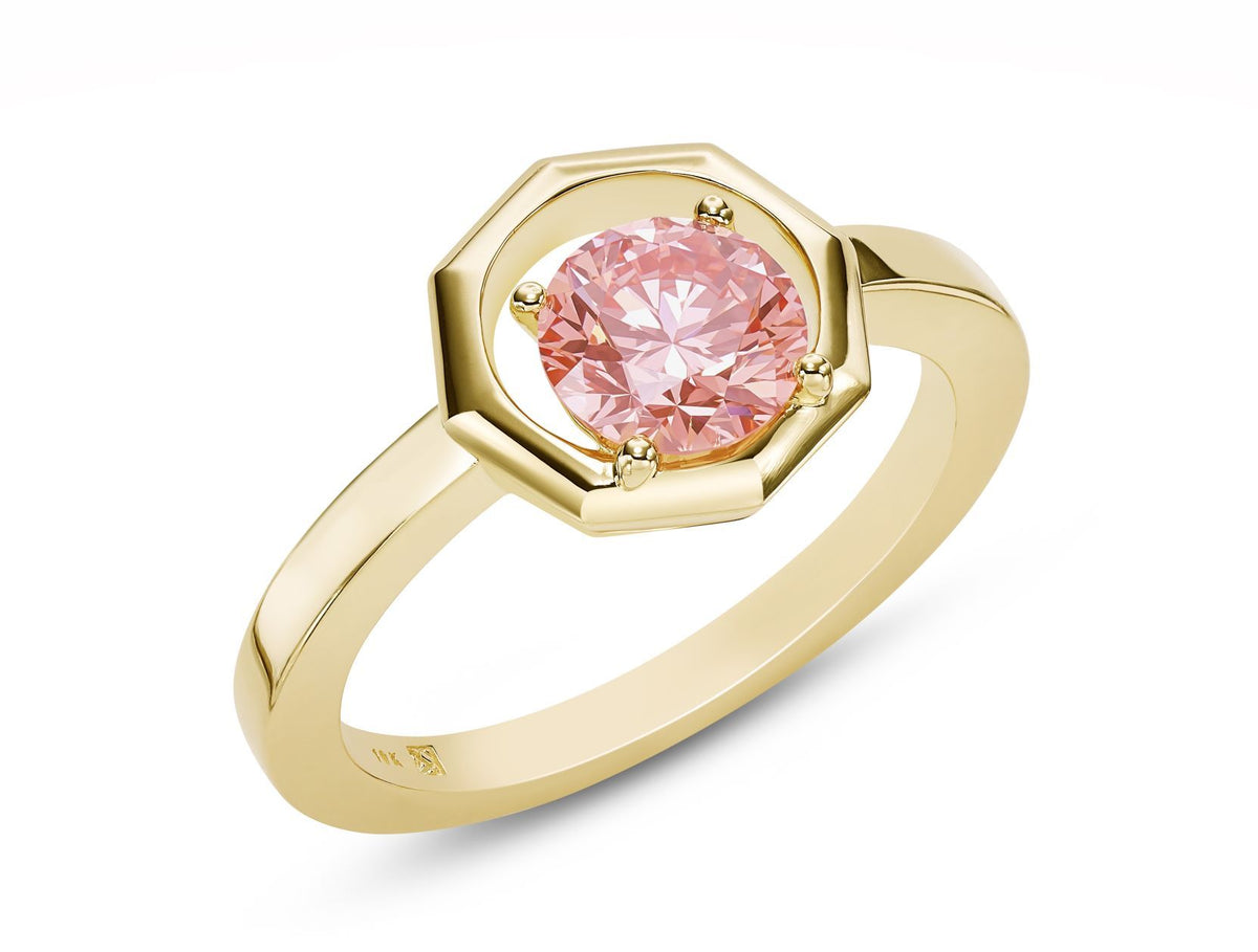 LIGHTBOX Lab-Grown Pink Diamond 1ct. Round Brilliant Octagon Ring – Fey ...